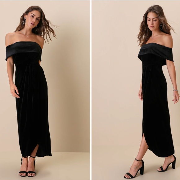 Lulus | Dresses | Lulus Black Velvet Long Dress | Poshmark